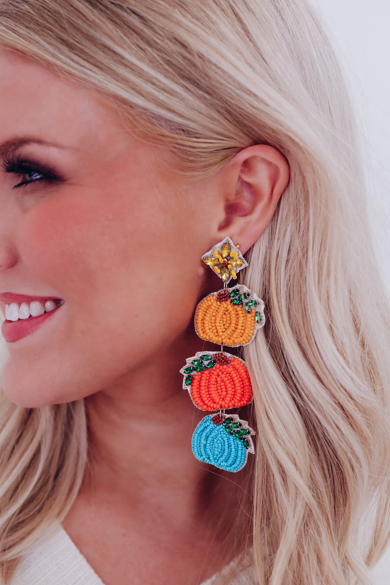 Stacked Pumpkin Seed Bead Earrings Teal Whiskey Darling Boutique