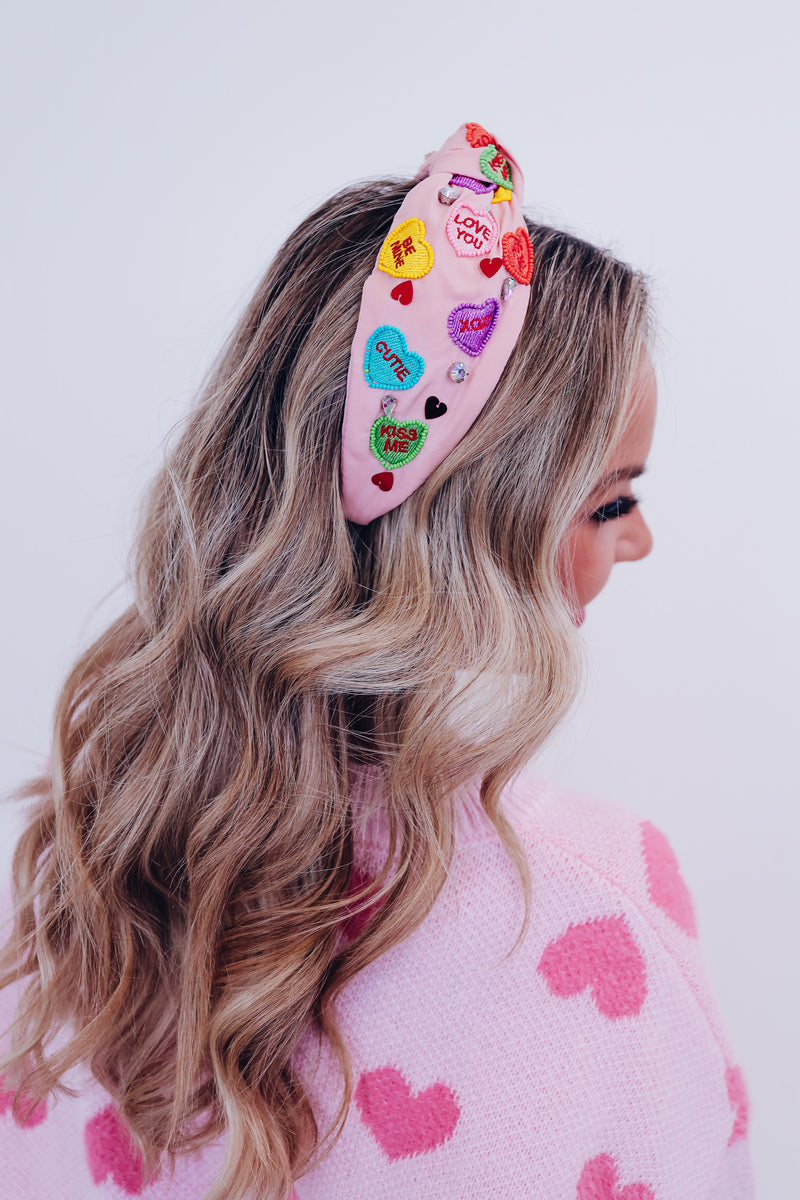 Heart Seed Bead Headband Pink Whiskey Darling Boutique