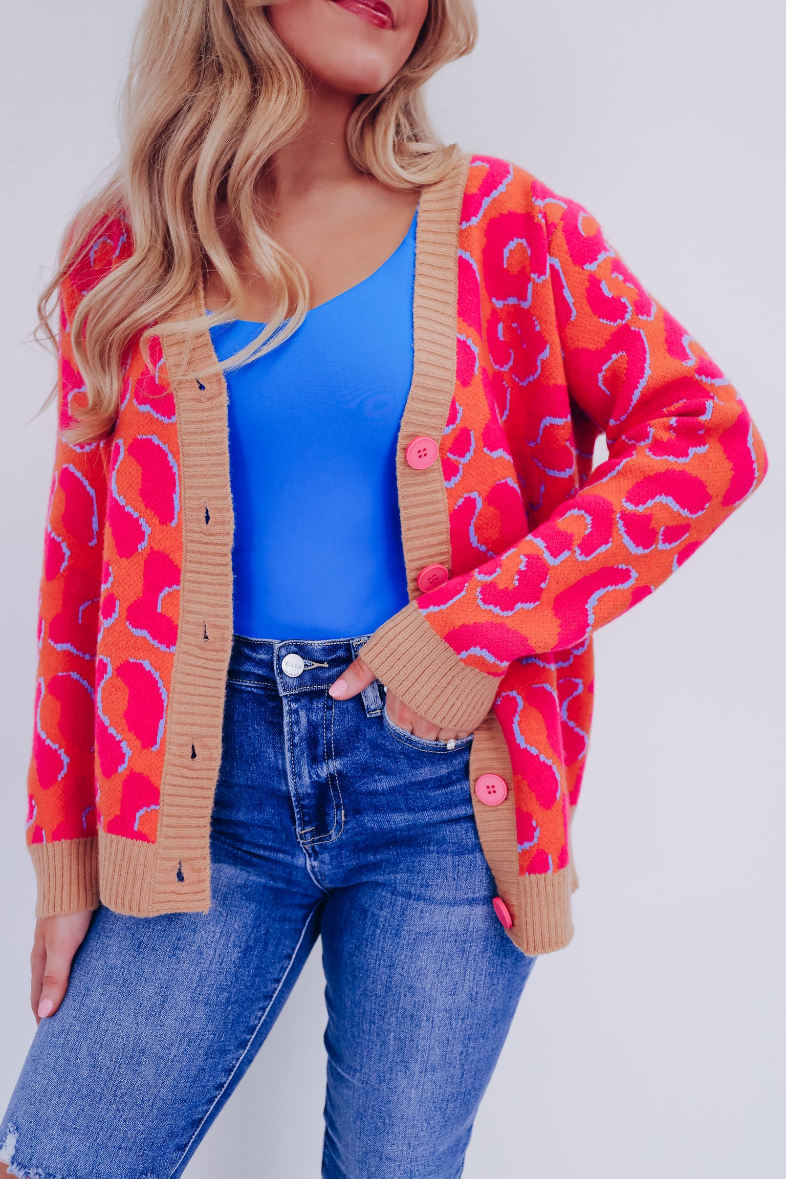 Tantalizing Tabby Leopard Print Cardigan - Pink/Orange – Whiskey ...