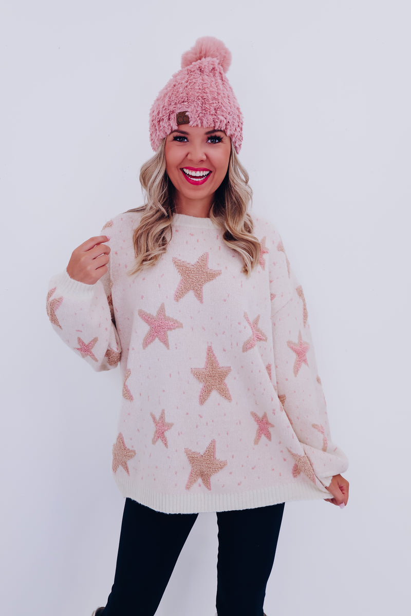 Coastal Christmas Star Print Sweater - Ivory – Whiskey Darling Boutique
