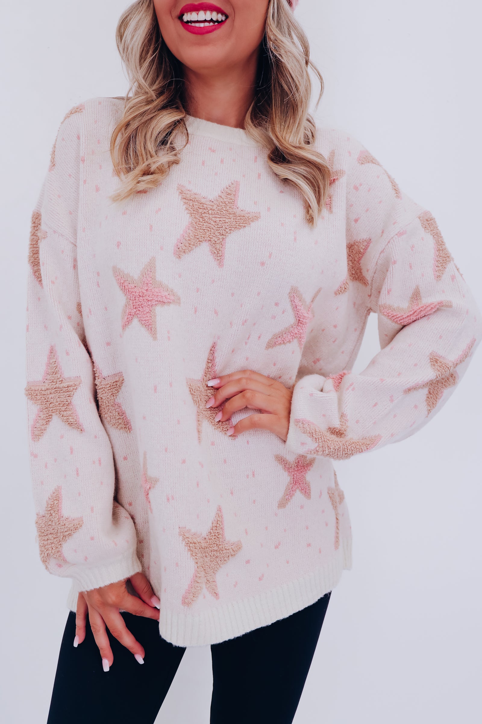 Coastal Christmas Star Print Sweater - Ivory – Whiskey Darling Boutique