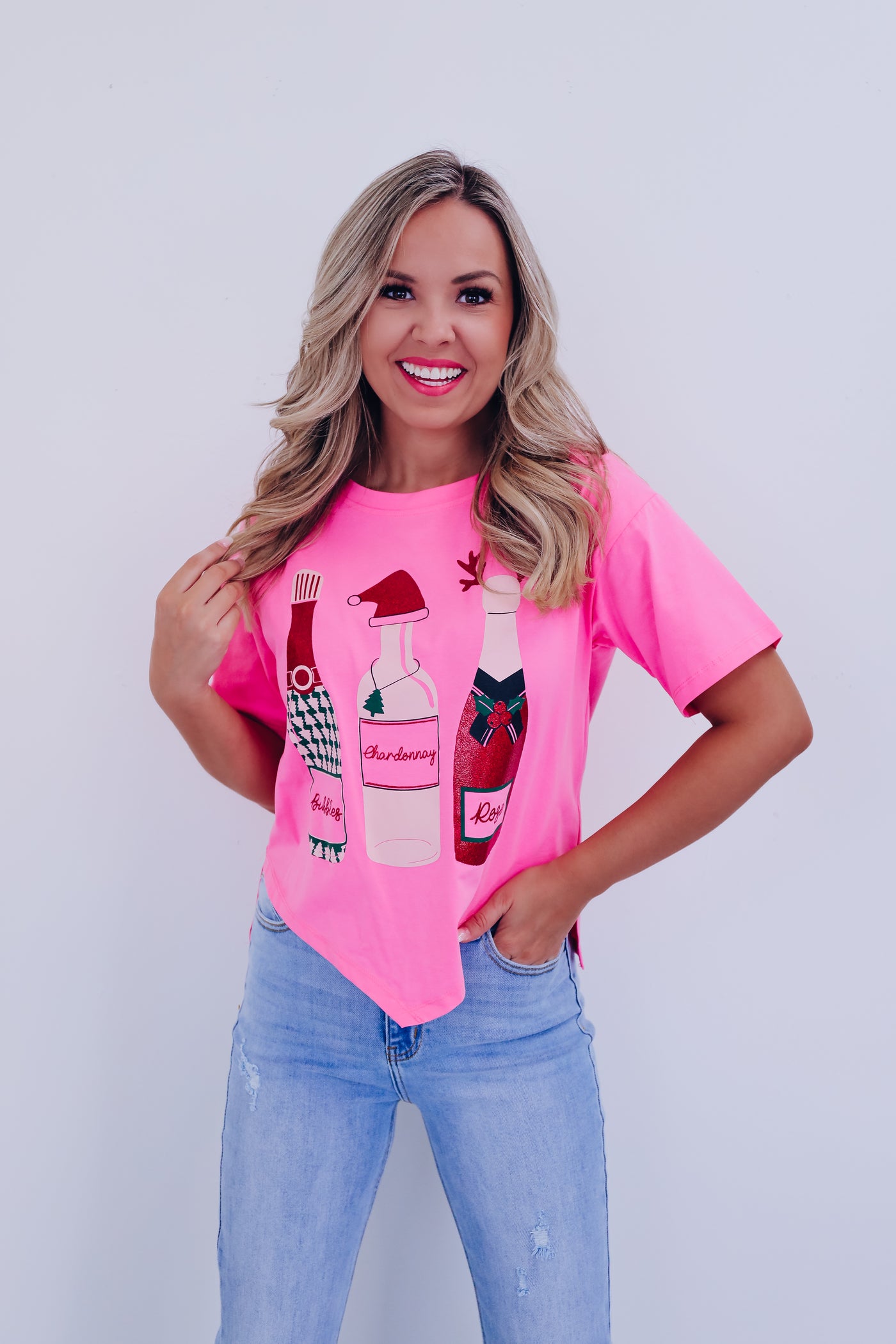 Holiday Cheers Graphic Top - Pink – Whiskey Darling Boutique