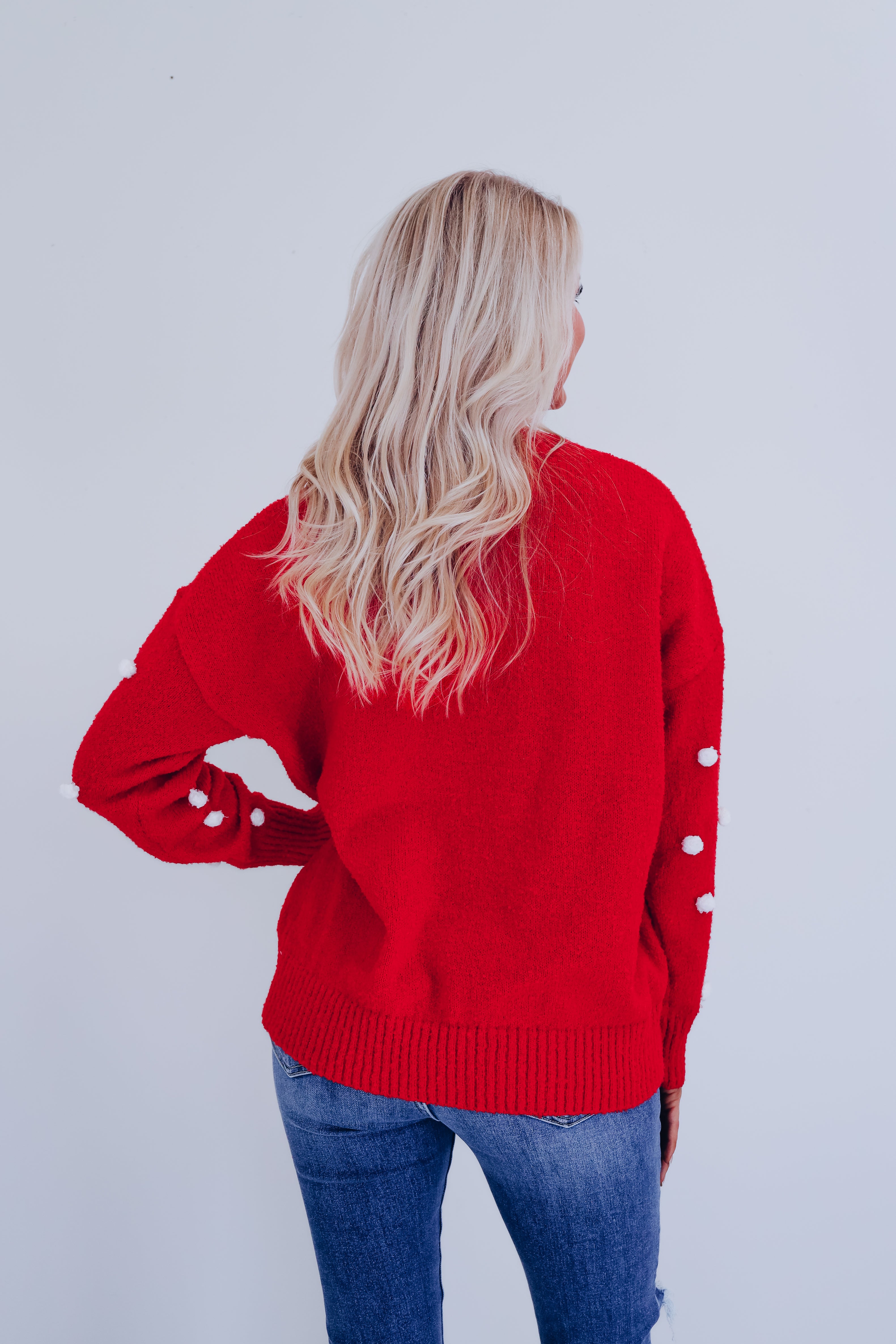 Joy Embroidered Pom Sweater - Red – Whiskey Darling Boutique