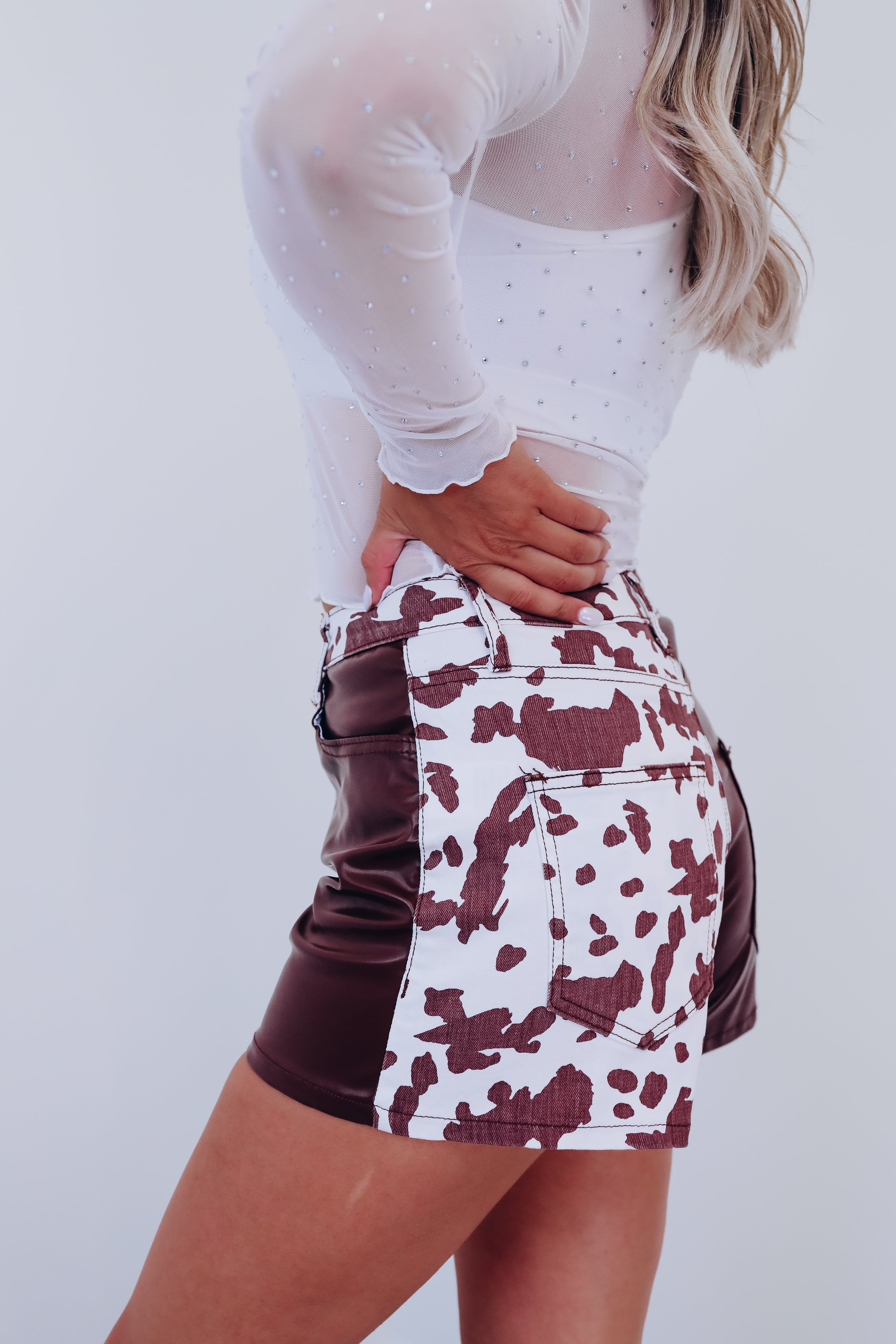 It's A Mood Cow Print Shorts - Brown – Whiskey Darling Boutique