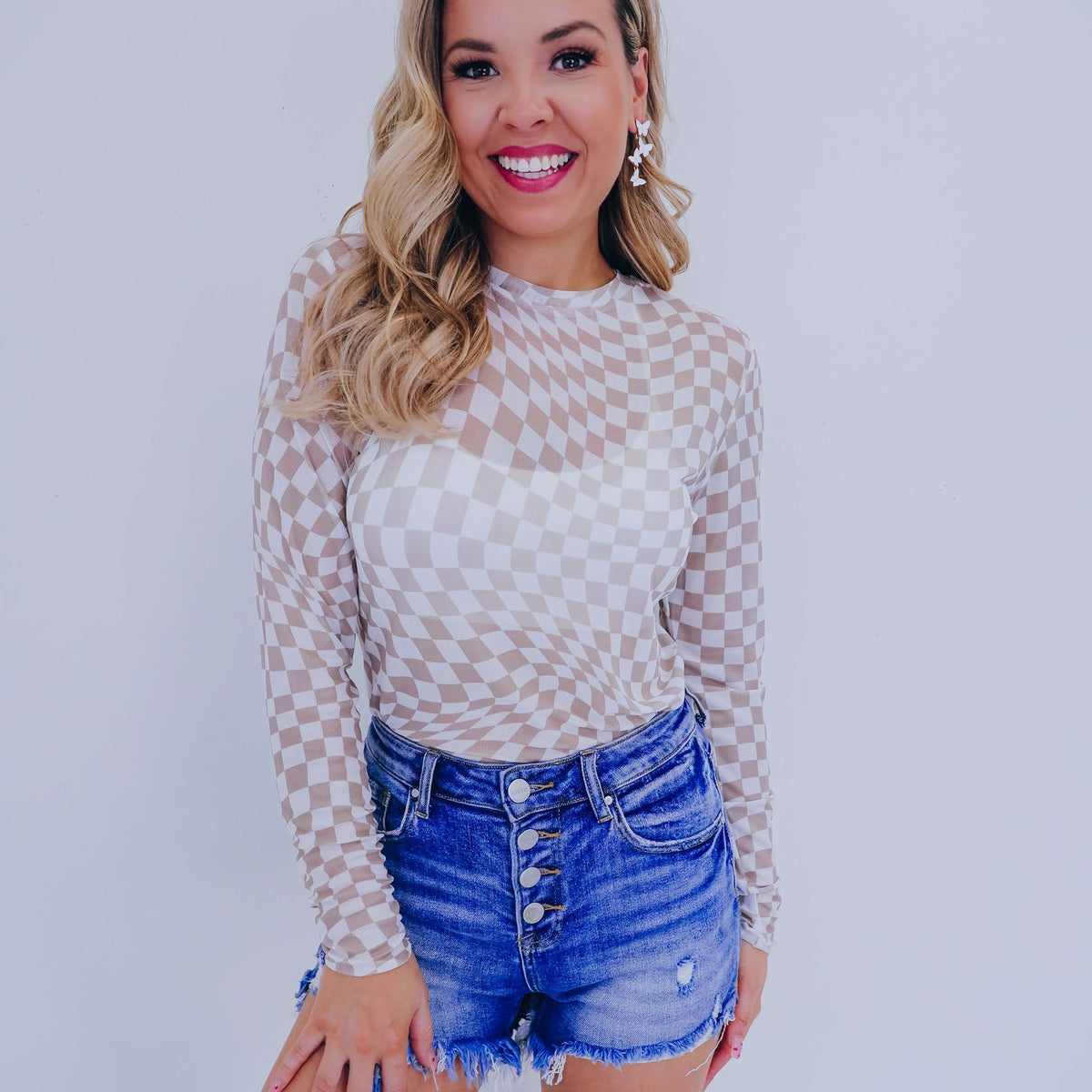 Elegant Simplicity Checkered Long Sleeve Top – Whiskey Darling Boutique