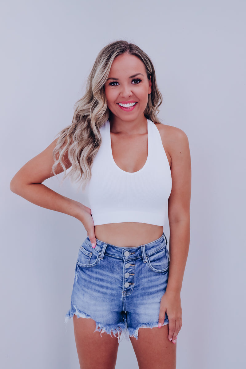 Iona Ribbed Cropped Tank - White – Whiskey Darling Boutique