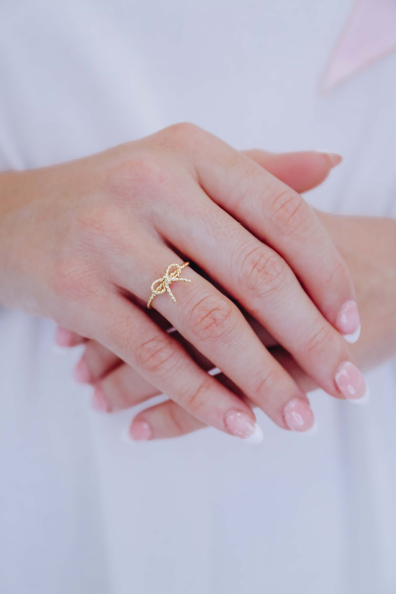 Twisted Rope Bow Ring- G – Whiskey Darling Boutique