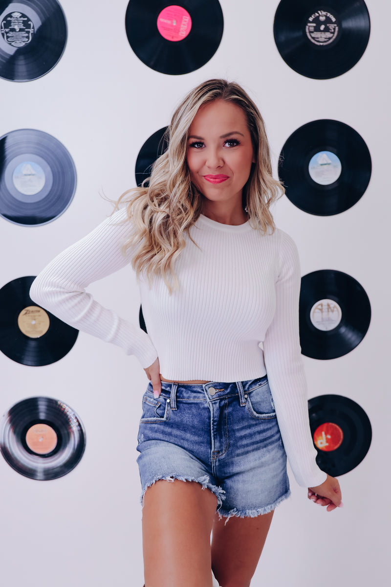 Shawna Chic Ribbed Knit Top - Ivory – Whiskey Darling Boutique
