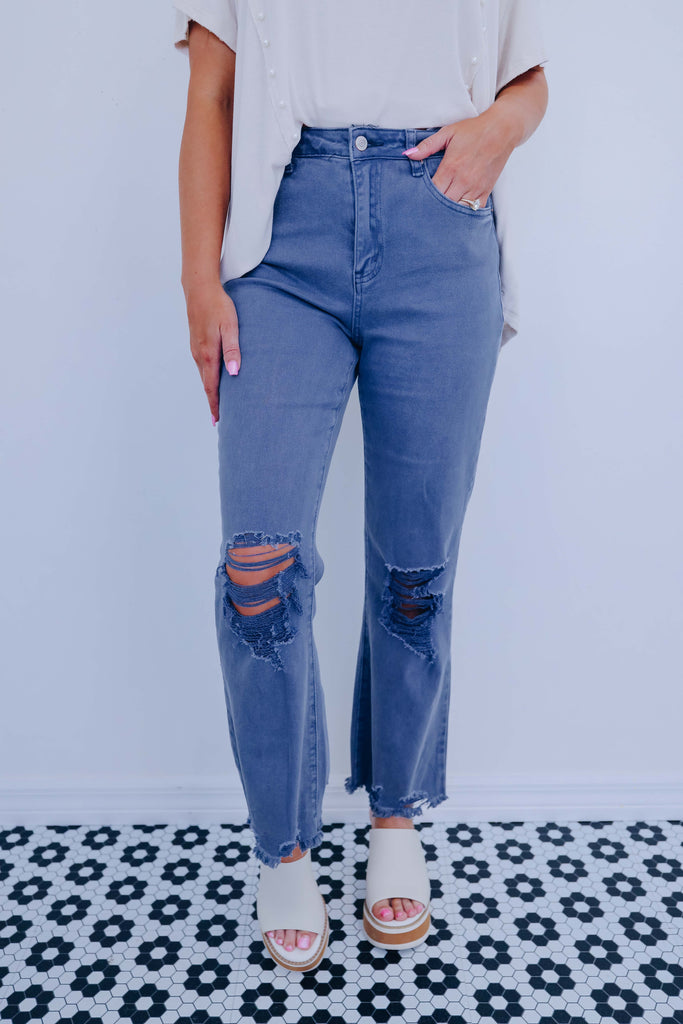 Drayke Distressed Frayed Hem Jeans - 9 Colors – Whiskey Darling Boutique