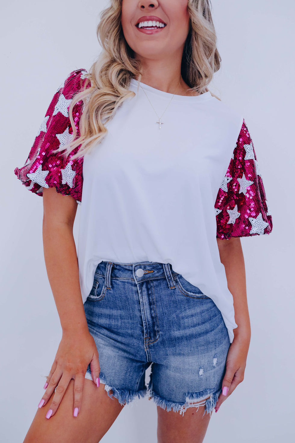 Stand Out Star Sequin Sleeve Top – Whiskey Darling Boutique