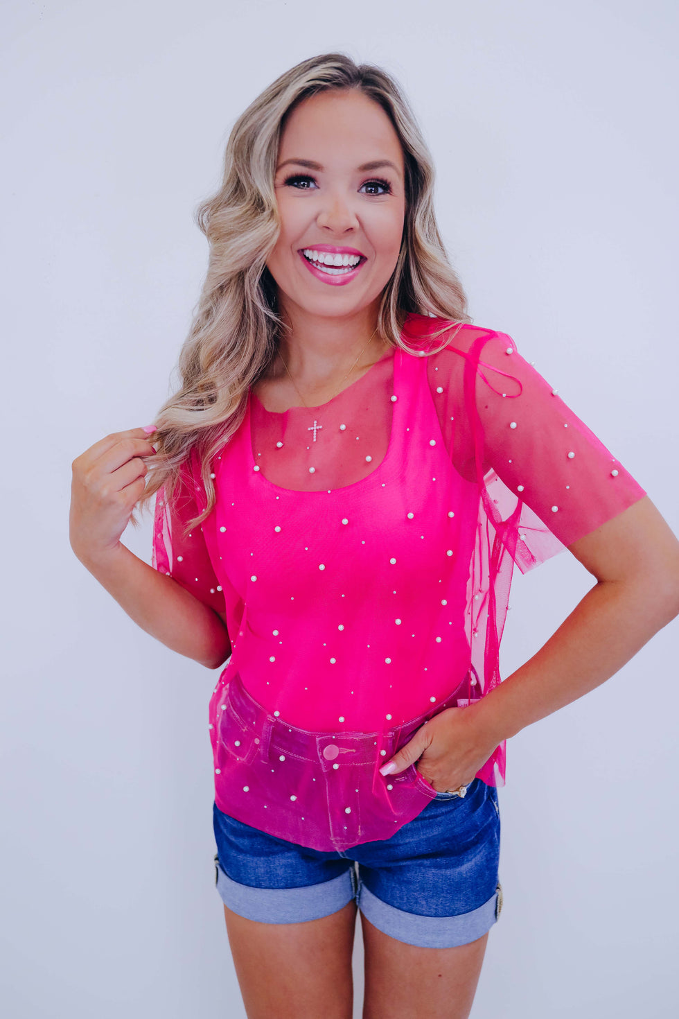 Hidden Gem Embellished Mesh Top - 4 Colors – Whiskey Darling Boutique