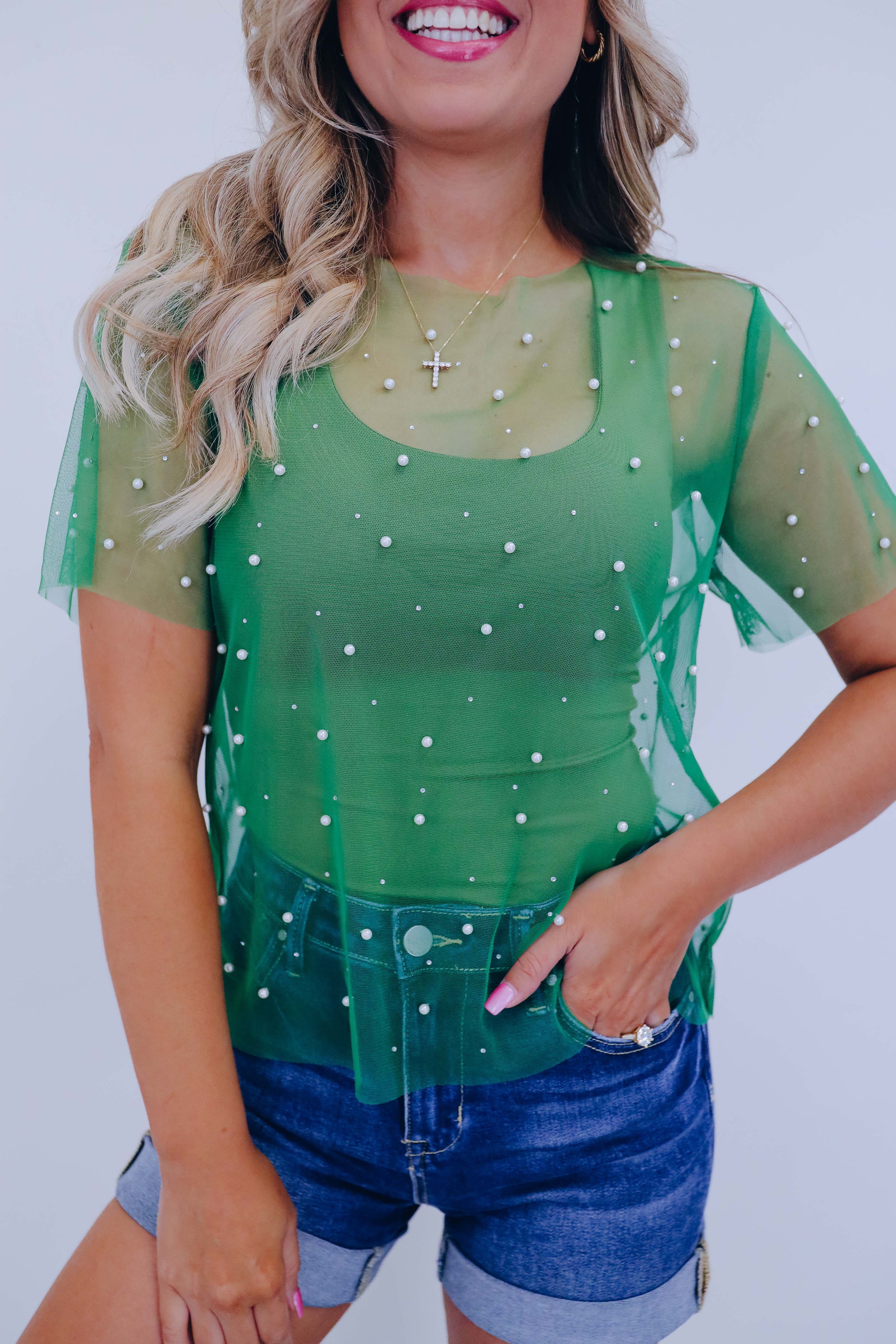 Hidden Gem Embellished Mesh Top - 4 Colors – Whiskey Darling Boutique