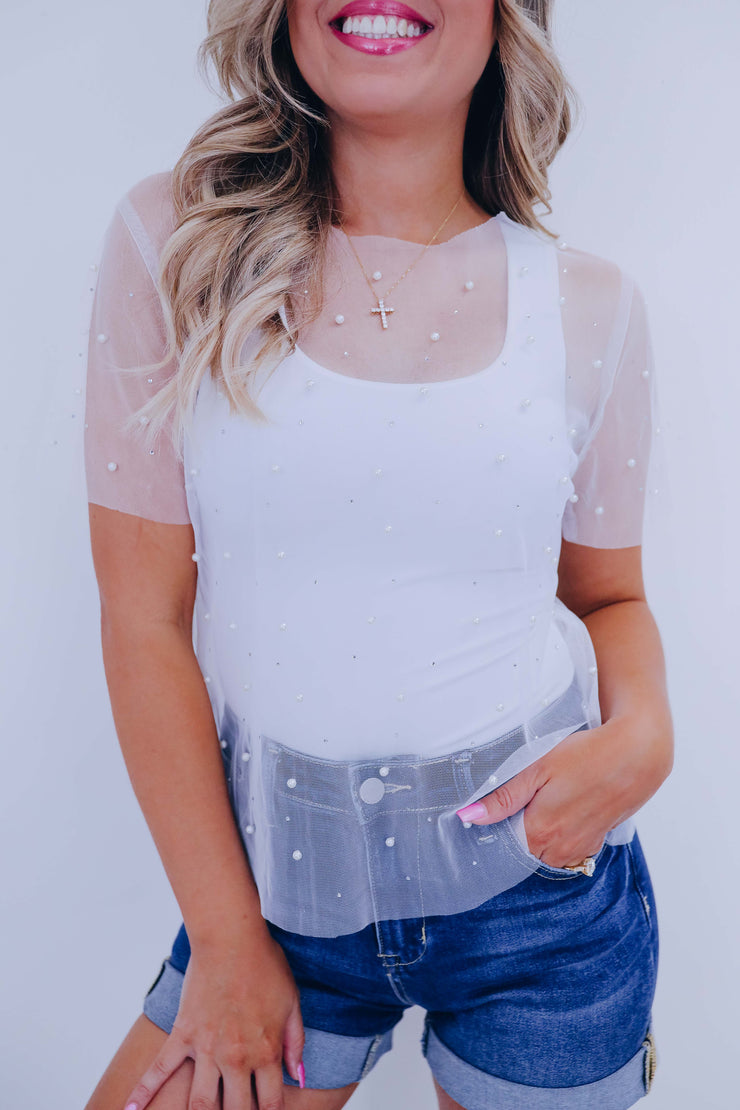 Hidden Gem Embellished Mesh Top - 4 Colors – Whiskey Darling Boutique