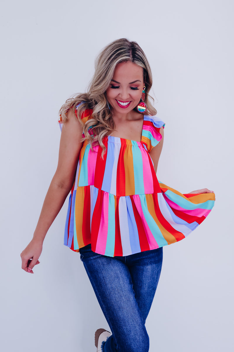 Rainbow Baby Doll Tank Top – Whiskey Darling Boutique