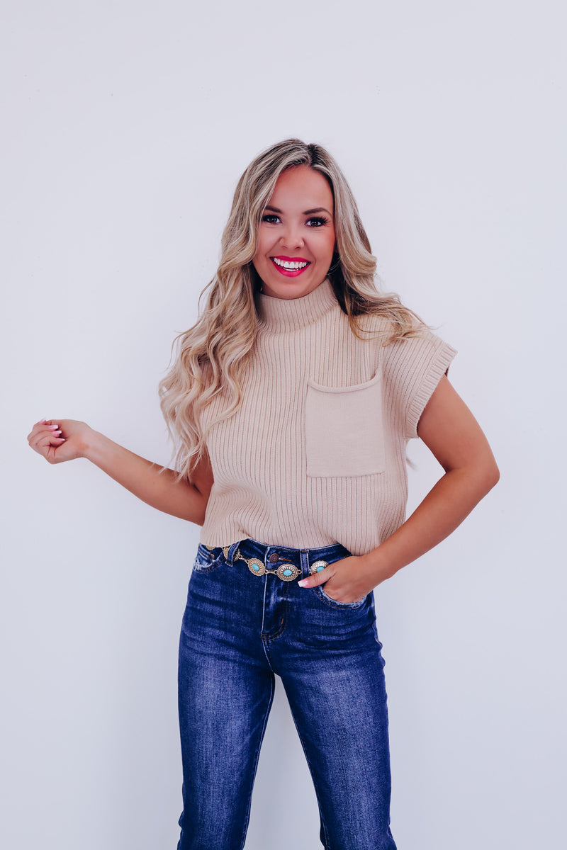 Maysen Mock Neck Cropped Sweater - Tan – Whiskey Darling Boutique