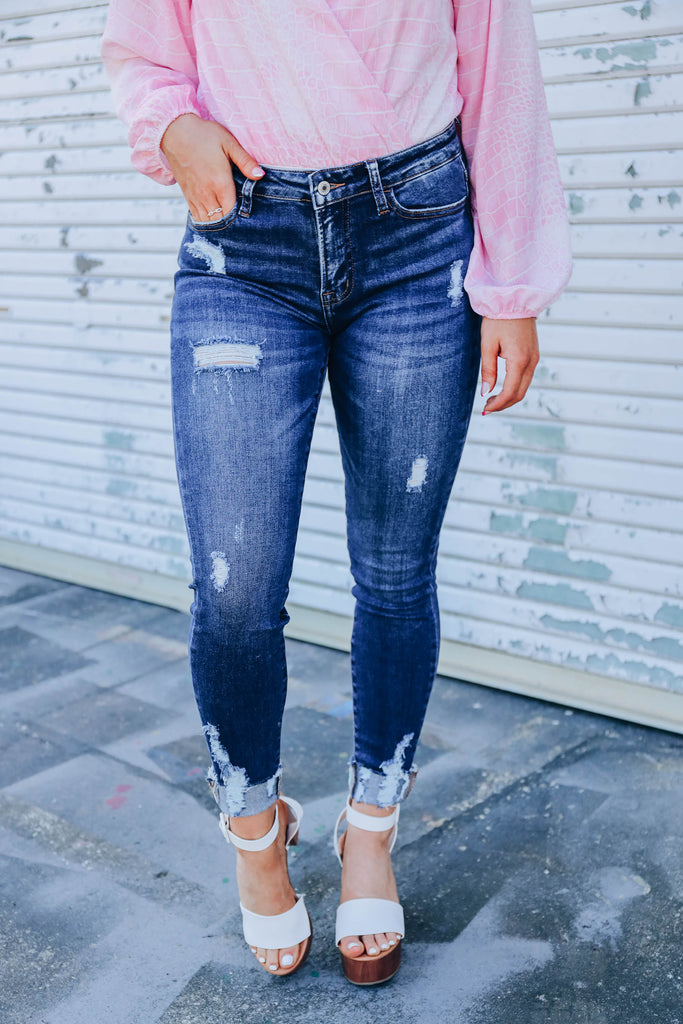 Dusty Distressed Skinny Jeans – Whiskey Darling Boutique