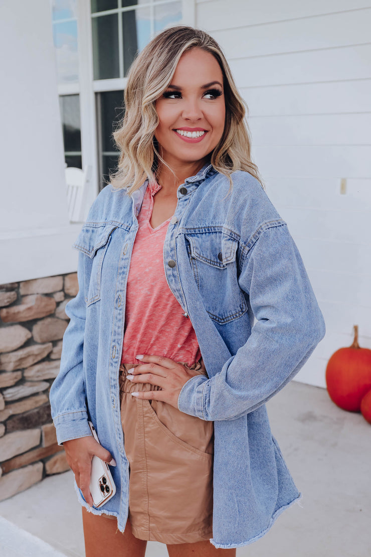 Austin Acid Washed Denim Jacket - Blue – Whiskey Darling Boutique