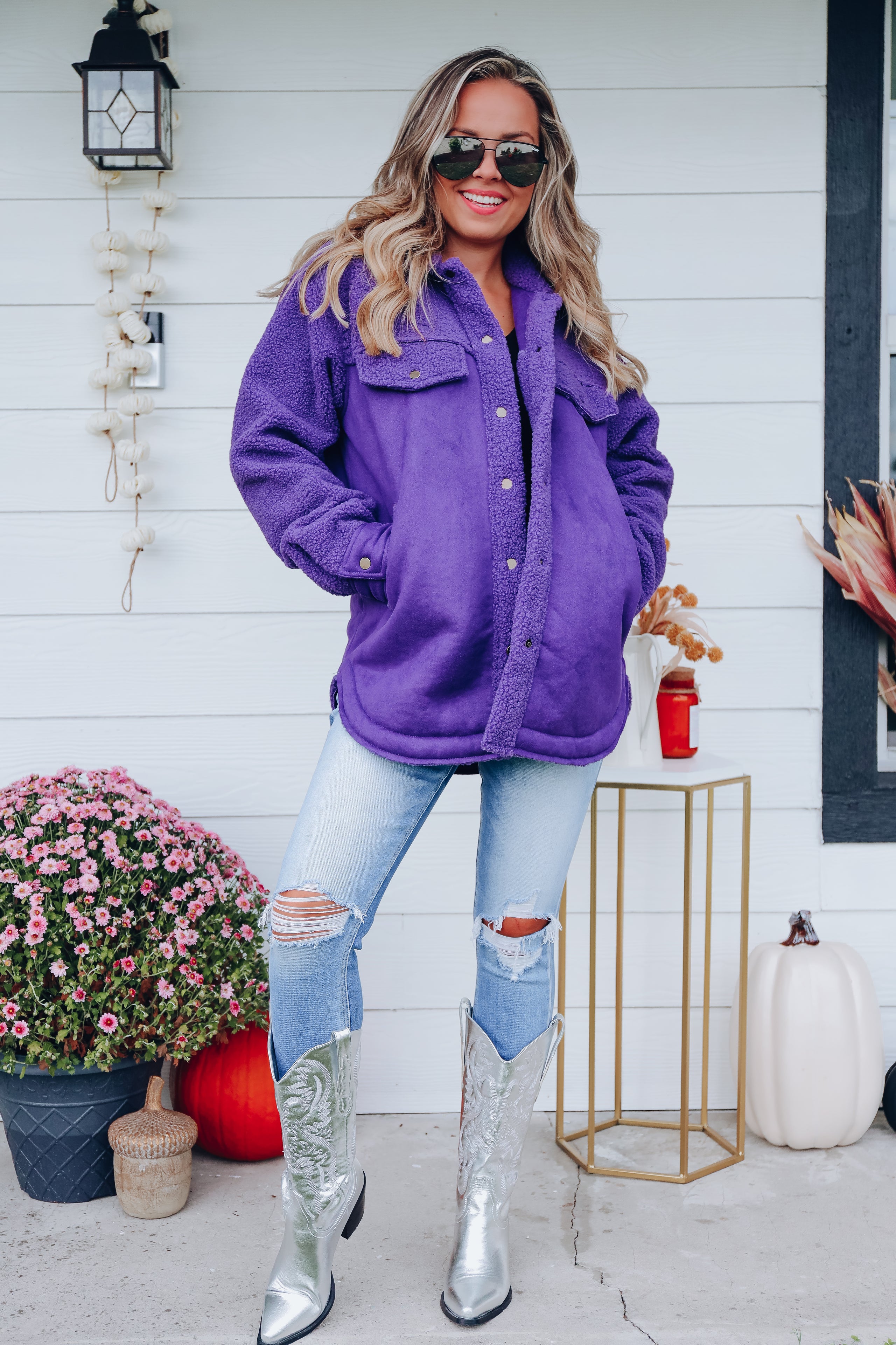 Minnesota Mix Sherpa and Faux Suede Shacket - Purple – Whiskey Darling ...
