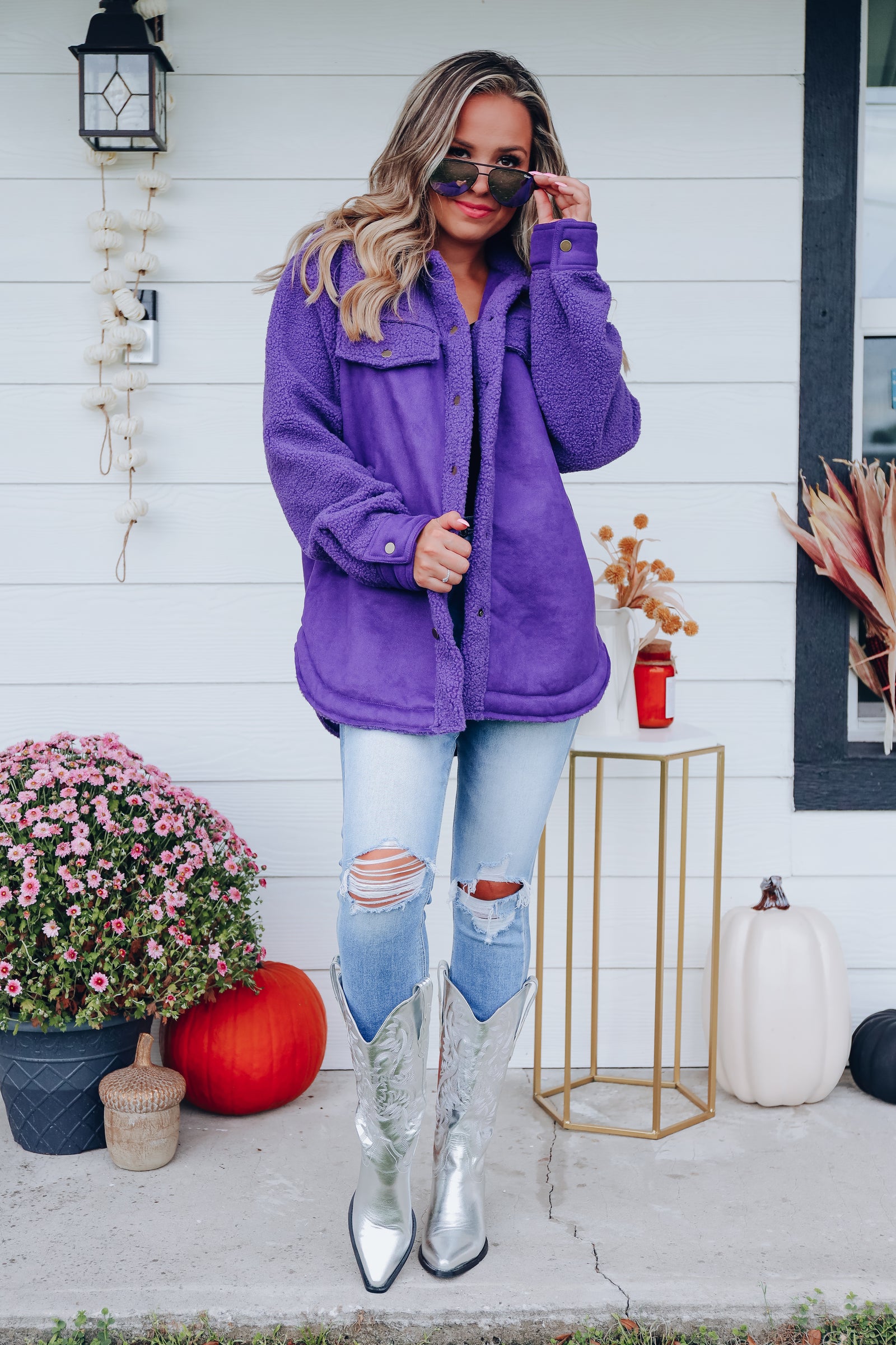 Minnesota Mix Sherpa and Faux Suede Shacket - Purple – Whiskey Darling ...