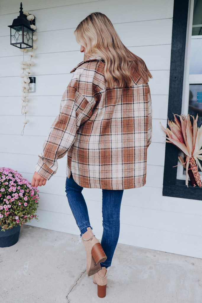 Laramie Plaid Shacket - Tan – Whiskey Darling Boutique