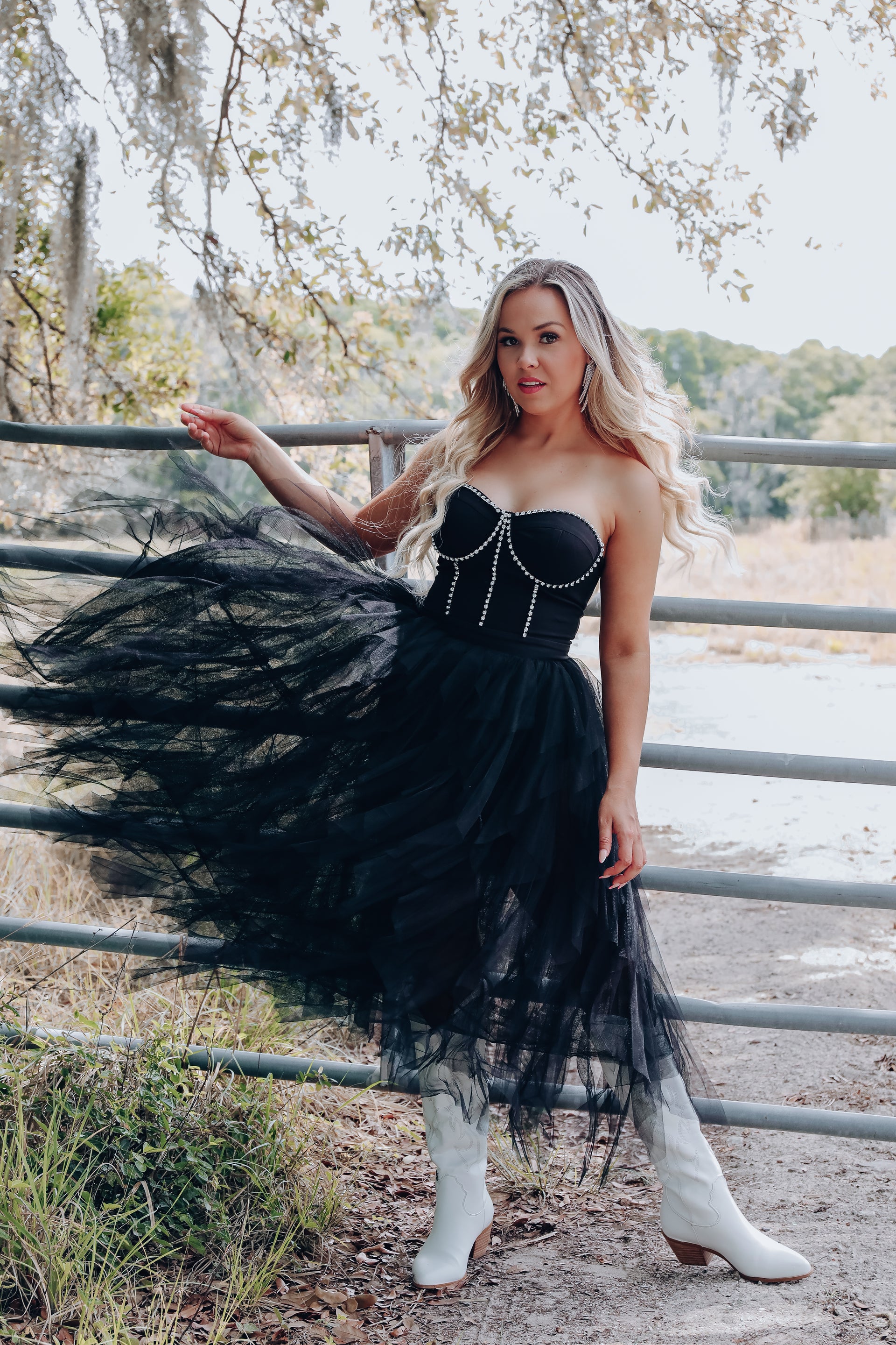 Prima Donna Rhinestone/Tulle Bodysuit Dress - Black – Whiskey Darling ...