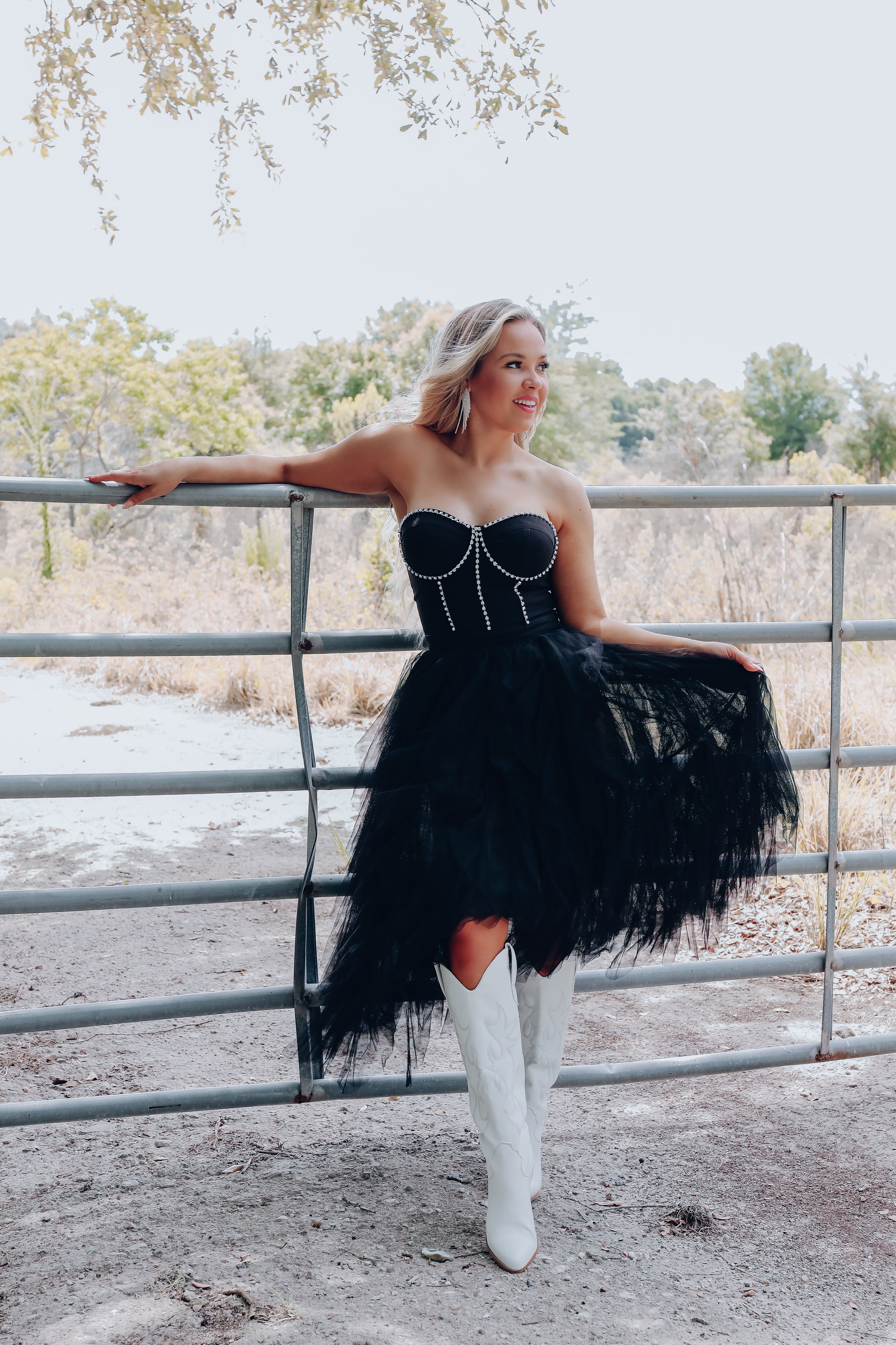 Prima Donna Rhinestone/Tulle Bodysuit Dress - Black – Whiskey Darling ...