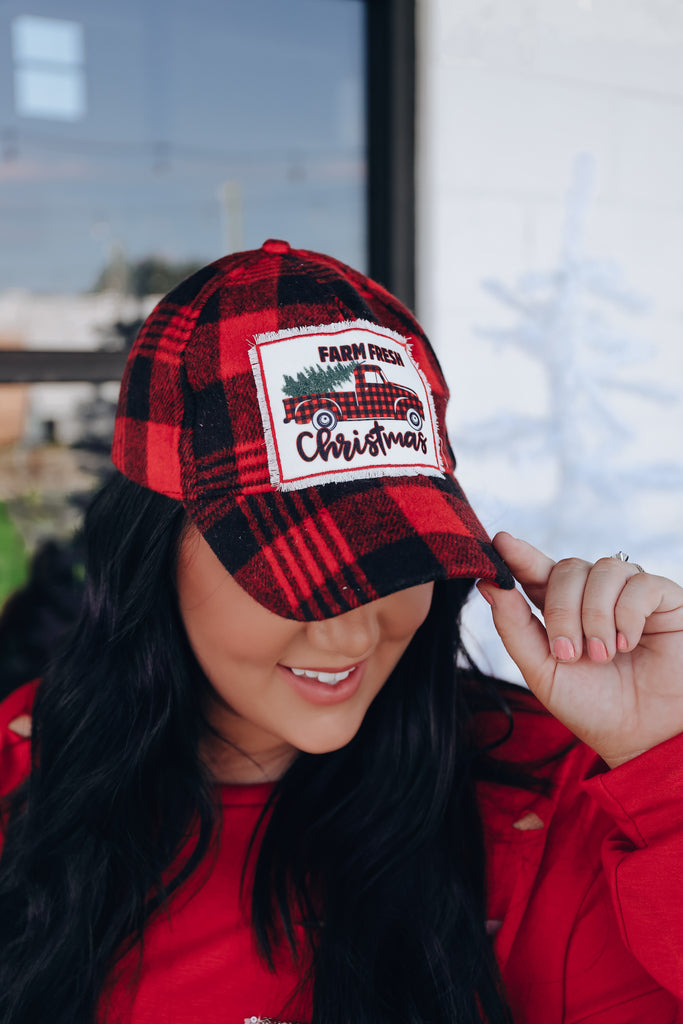 Farm Fresh Buffalo Plaid Christmas Cap – Whiskey Darling Boutique