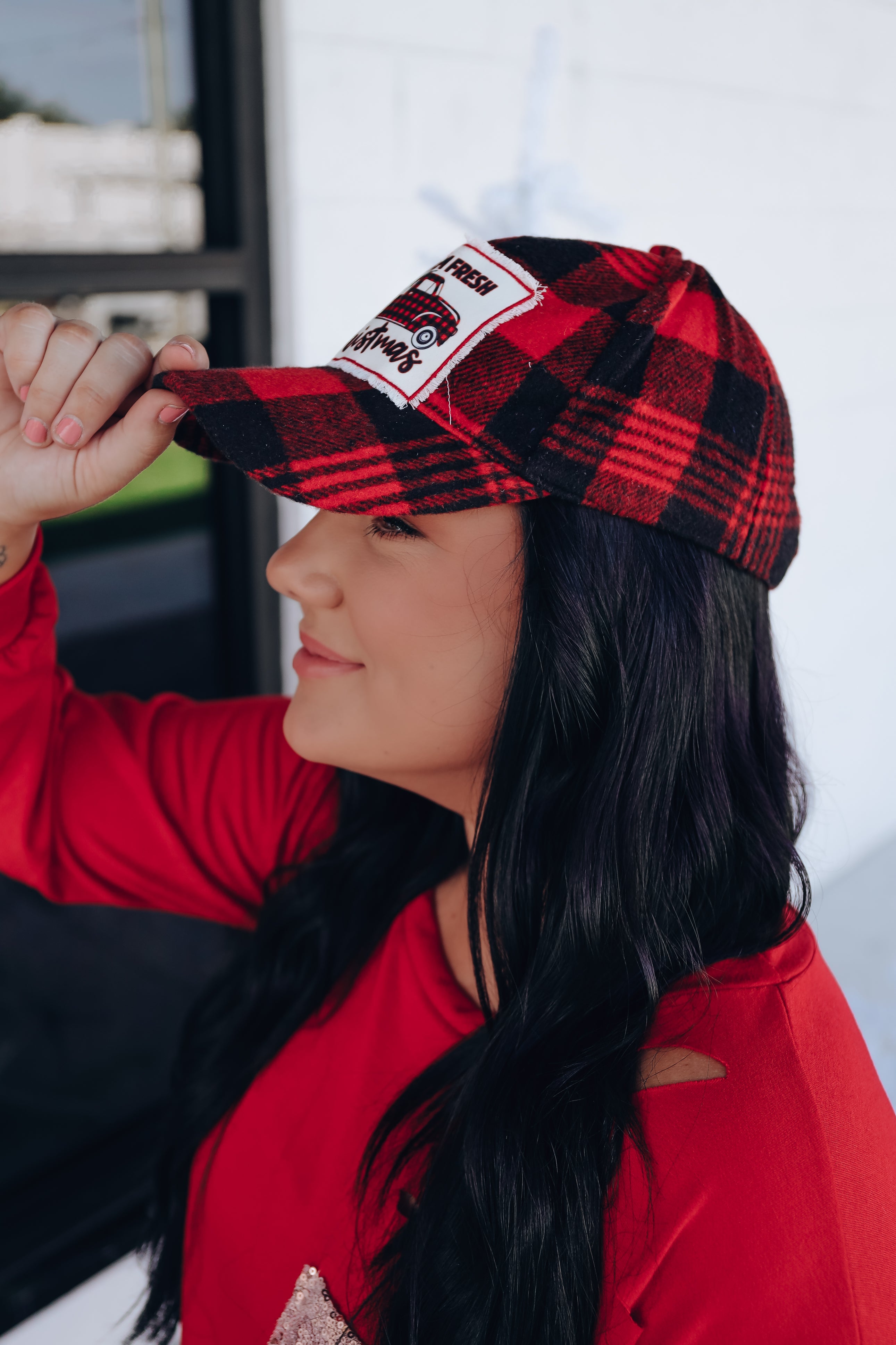Farm Fresh Buffalo Plaid Christmas Cap – Whiskey Darling Boutique
