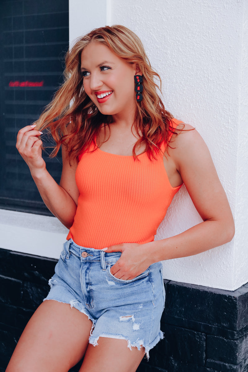 Simplistic Lifestyle Ribbed Tank - Orange – Whiskey Darling Boutique