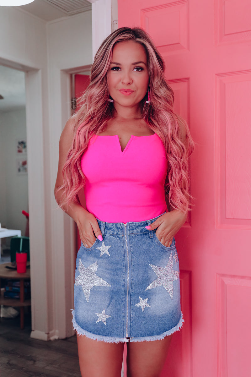 Verity Essential V Bodysuit - Hot Pink – Whiskey Darling Boutique