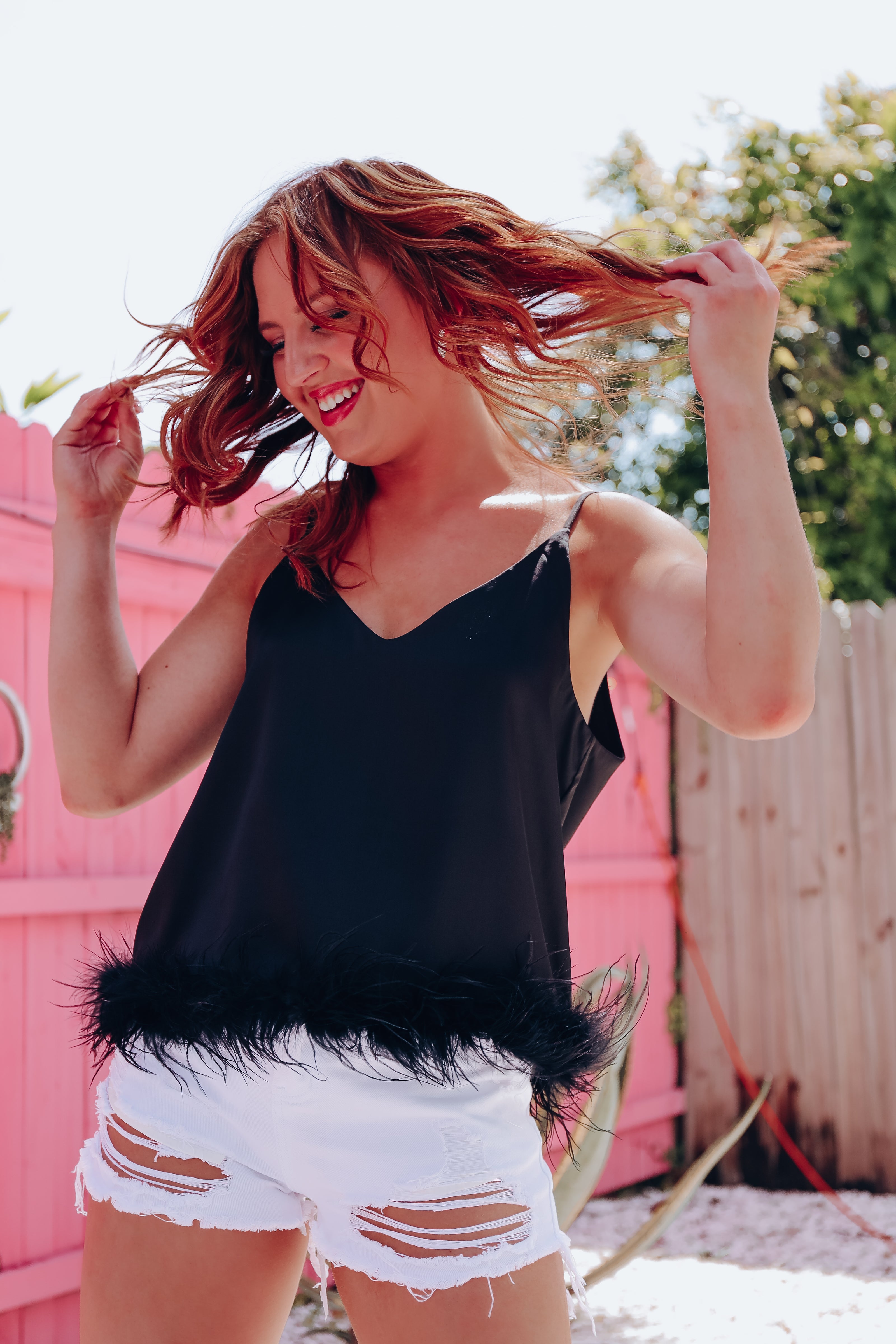 Expensive Taste Feather Trim Cami Top - Black – Whiskey Darling Boutique